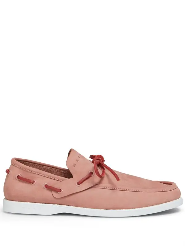 Marni Suede Boat Shoes Pink Editorialist