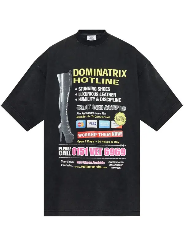 Vetements Text-print T-shirt - Black