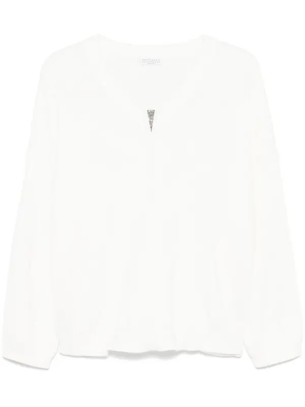 Brunello Cucinelli V-neck Sweater - White