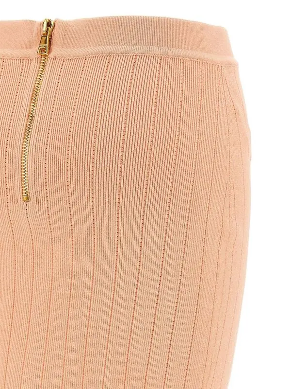 Balmain Buttoned Knitted Midi Skirt