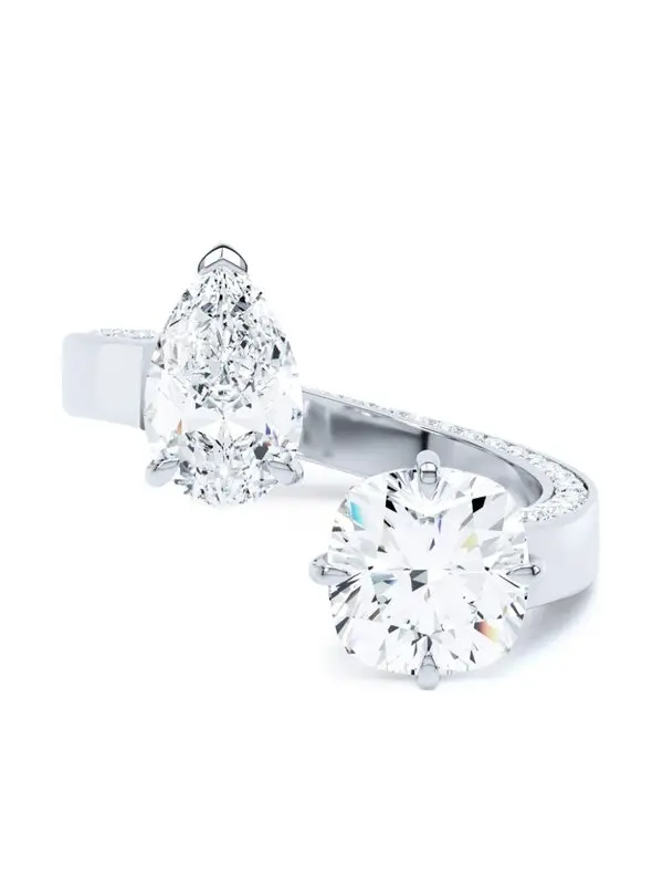 LOEV 18k White Gold Diamond Open Cuff Ring