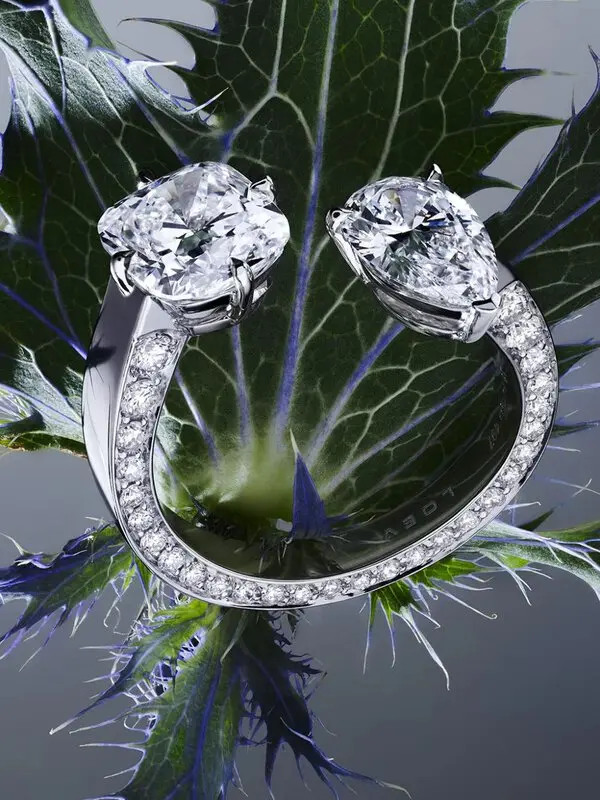 LOEV 18k White Gold Diamond Open Cuff Ring