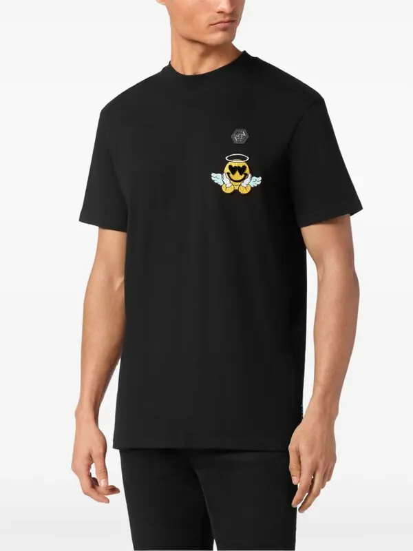 Philipp Plein Angel Smile-patch T-shirt - Black