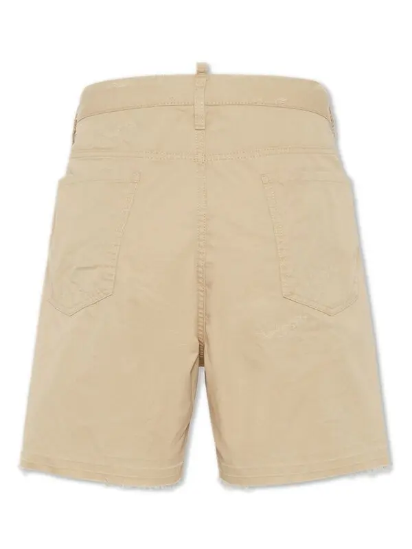 Dsquared2 Stitched Cotton Shorts - Neutrals