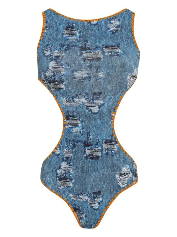 BRIGITTE Denim-print One Piece Swimsuit