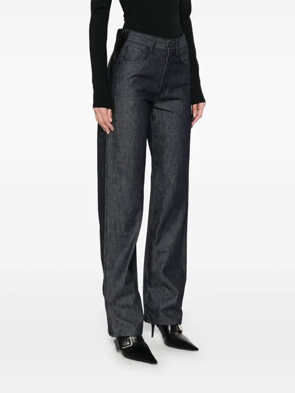 MUGLER Lace-up Straight Leg Jeans