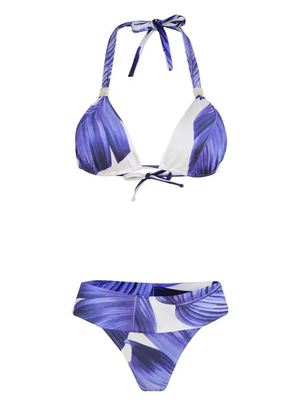BRIGITTE Leaf-print Bikini - Blue