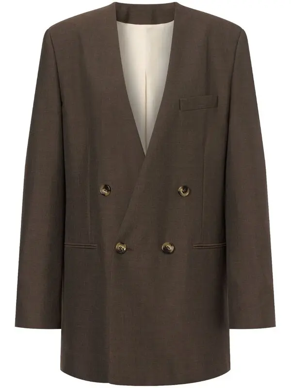 Philosophy Di Lorenzo Serafini Lapeless Double-breasted Blazer - Brown