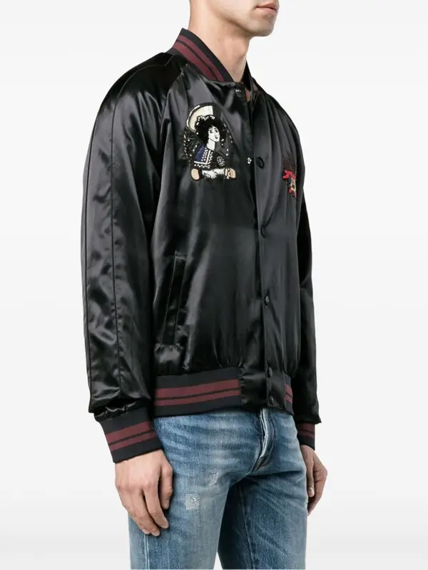 Valentino Garavani Motifs-embroidered Bomber Jacket - Black