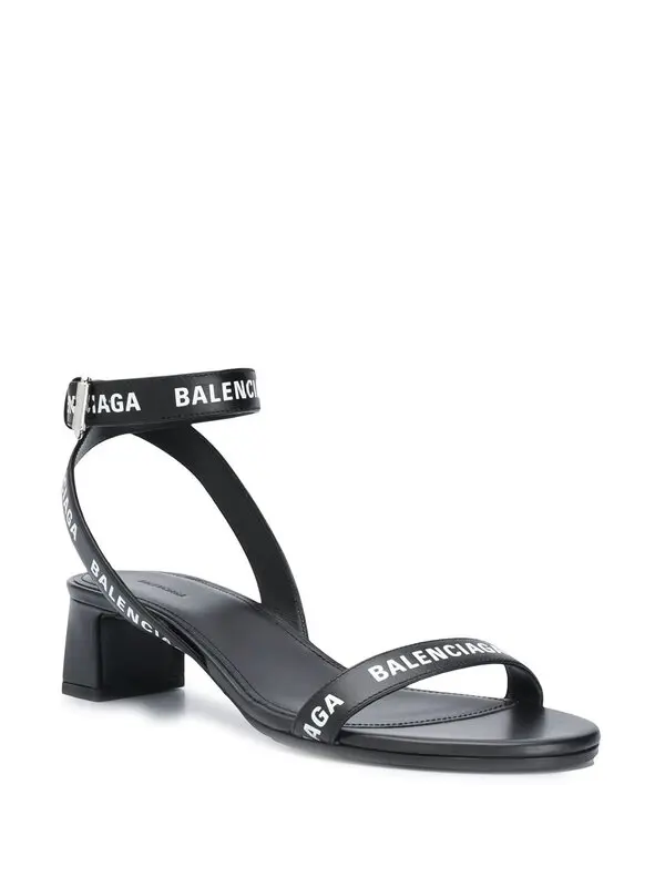 Balenciaga Logo Ankle Strap Sandals