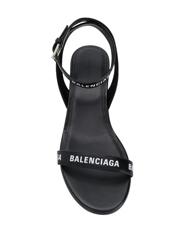 Balenciaga Logo Ankle Strap Sandals