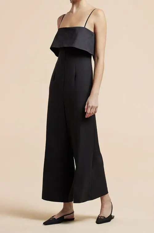 Rebecca Taylor Tuxedo Wide Leg Jumpsuit - Black
