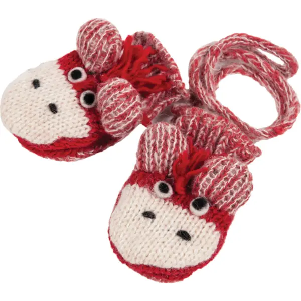 NIRVANNA DESIGNS Knitted Monkey Mittens - Red