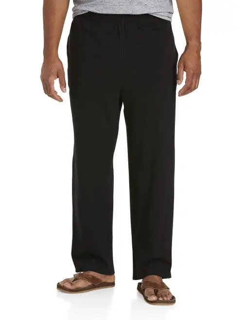 HARBOR BAY BY DXL Big & Tall Open-hemmed Jersey Pants - Black