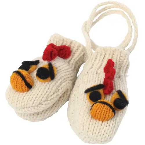 NIRVANNA DESIGNS Knitted Chicken Mittens - White