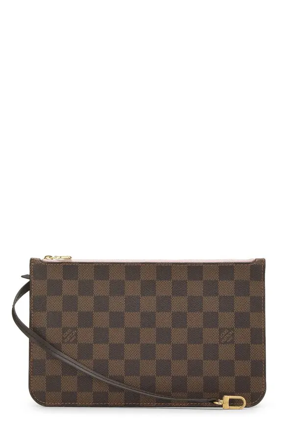 LOUIS VUITTON Damier Ebene Neverfull Pouch - Pink