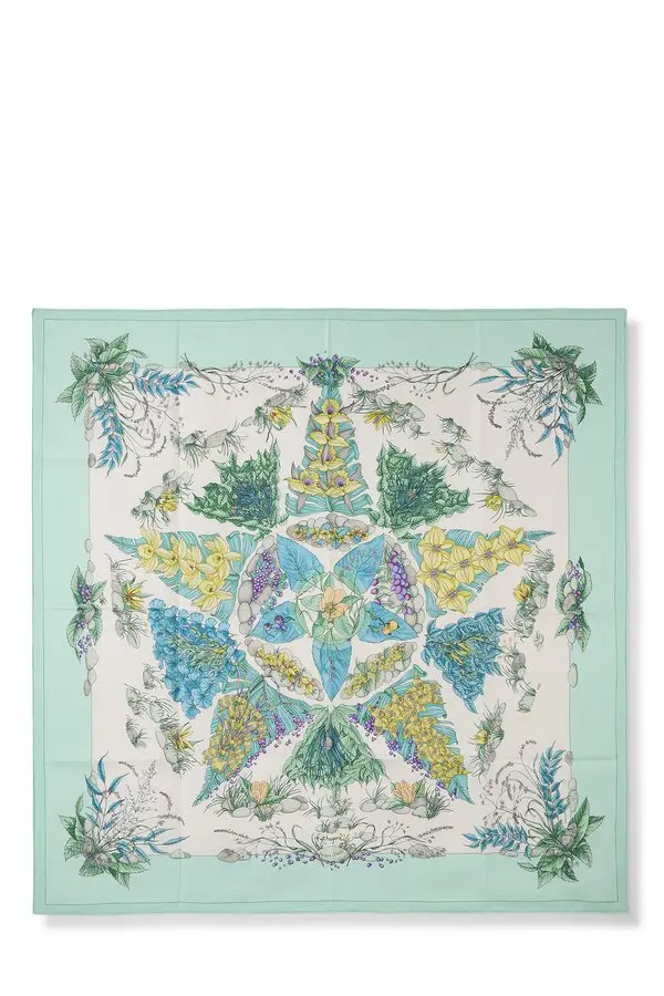 Hermès Multicolor 'pythagore' Silk Scarf 90 - Green