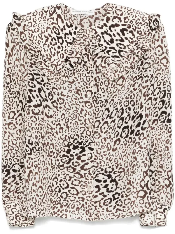 Alessandra Rich Leopard-print Silk Blouse - Neutrals