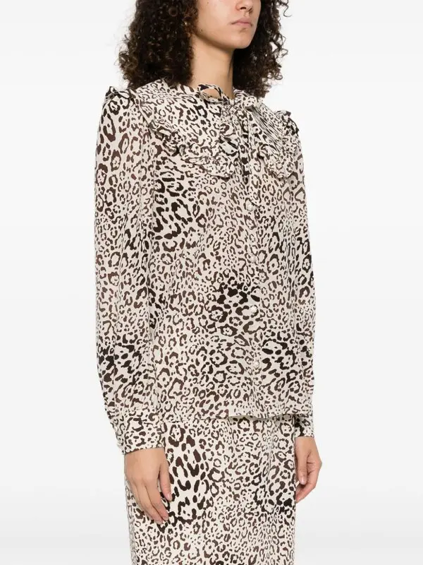 Alessandra Rich Leopard-print Silk Blouse - Neutrals