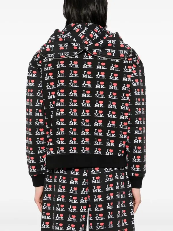 Ashley Williams I Heart Me Printed Zip Up Hoodie In Black - 54