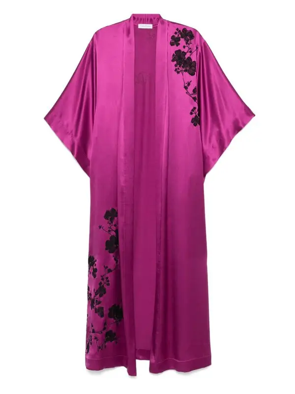 Carine Gilson Lace-detail Long Robe - Purple