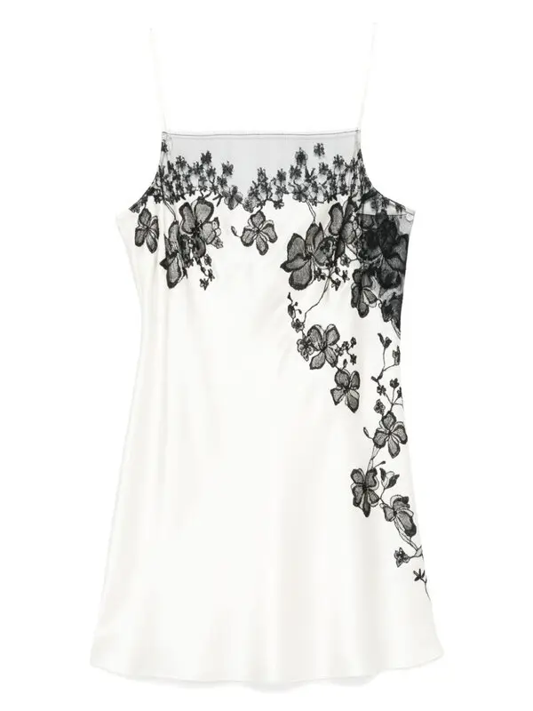Carine Gilson Lace-detail Silk Slip Dress - Neutrals