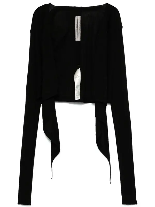Rick Owens Cropped Wrap Cardigan - Black