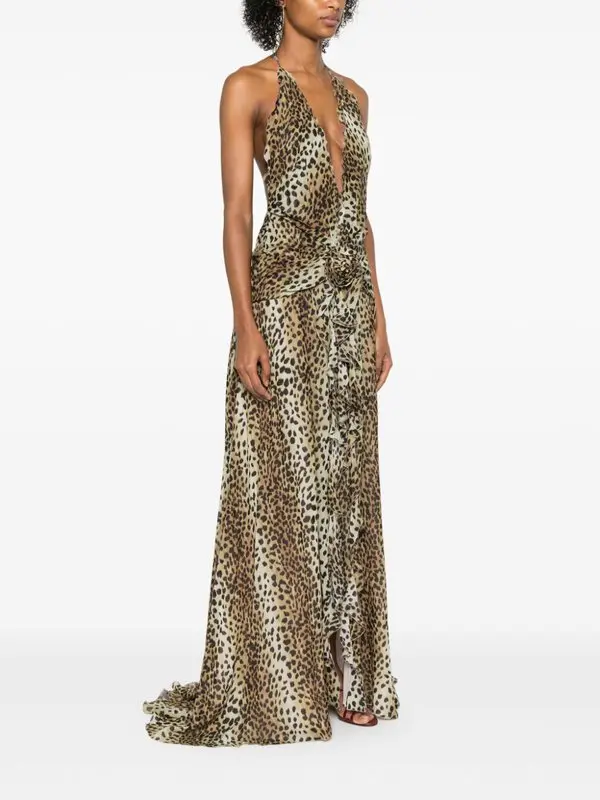 Blumarine Leopard-print Georgette Maxi Dress