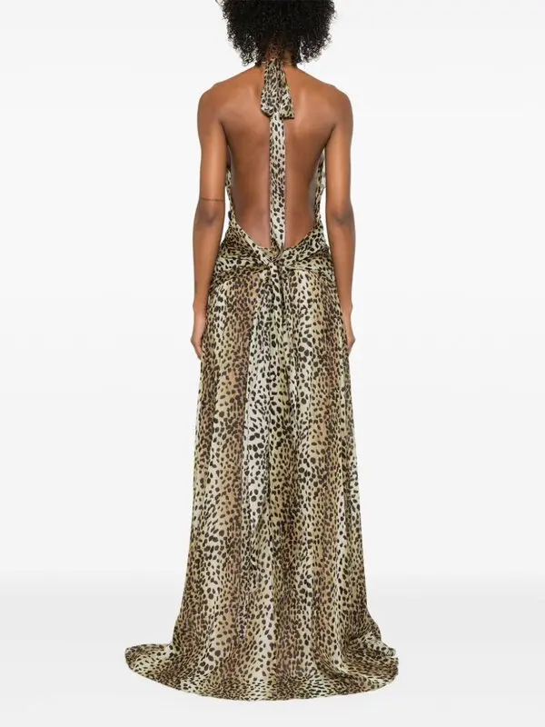 Blumarine Leopard-print Georgette Maxi Dress