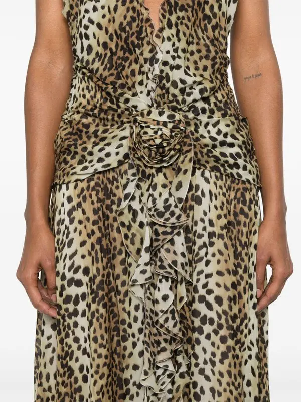 Blumarine Leopard-print Georgette Maxi Dress