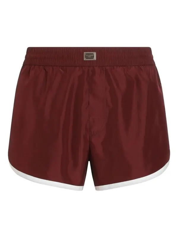 Dolce & Gabbana Logo-plaque Swim Shorts - Red