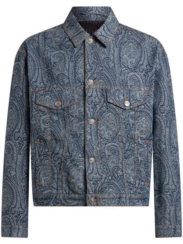 Etro Paisley Denim Jacket - Blue