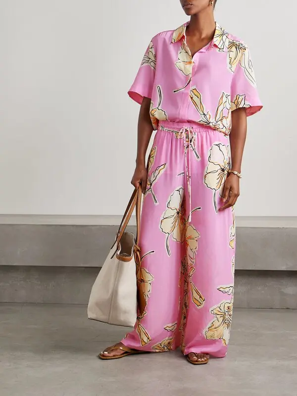 Aje Mirella Floral-print Silk Shirt