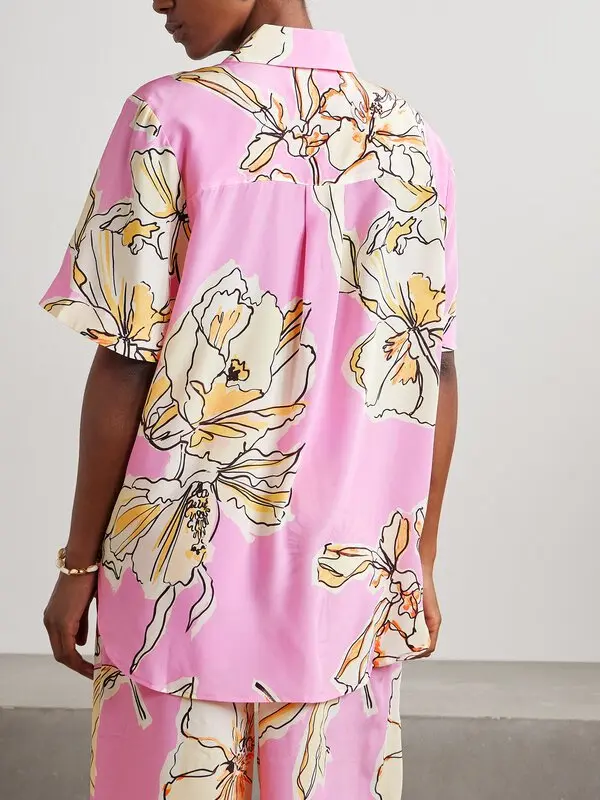Aje Mirella Floral-print Silk Shirt