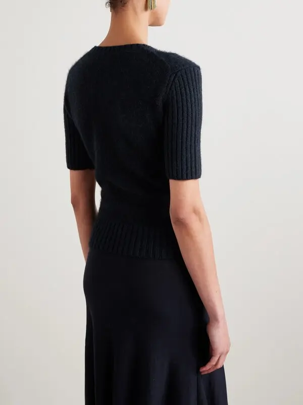 Khaite Mia Ribbed Cashmere Sweater - Blue