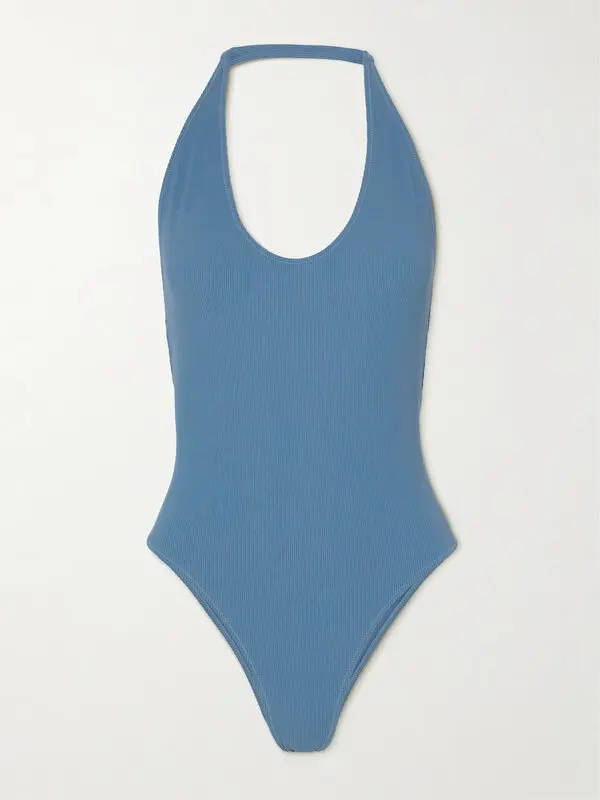 LIDO Ventitre Ribbed Halterneck Swimsuit - Blue