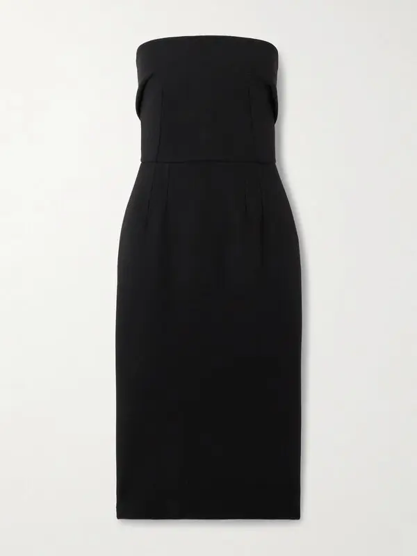 Dolce & Gabbana Strapless Wool-crepe Midi Dress