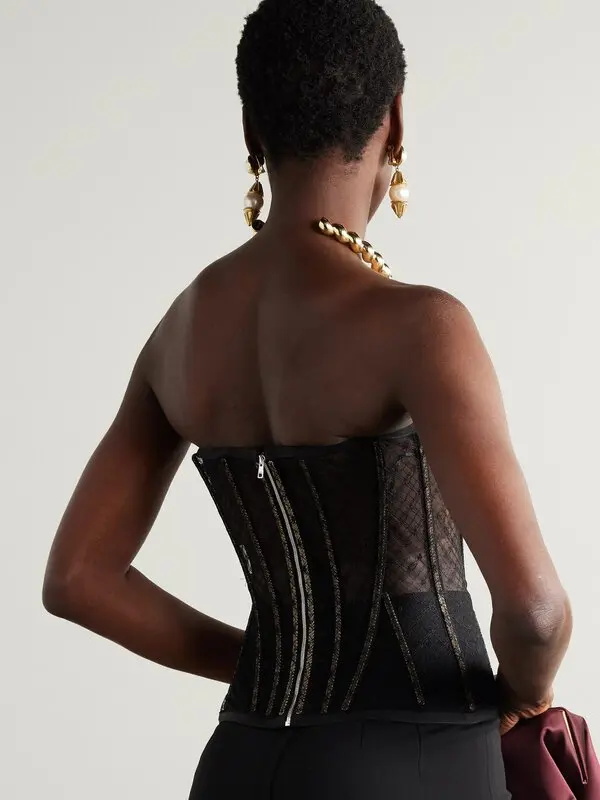 Dolce & Gabbana Metallic Point D'esprit Bustier Top