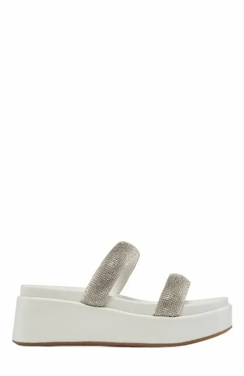GRACE FOOTWEAR Boca Leather Slip-on Wedge Sandals - Silver