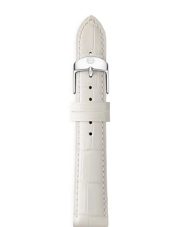 Michele Leather Watch Strap - White