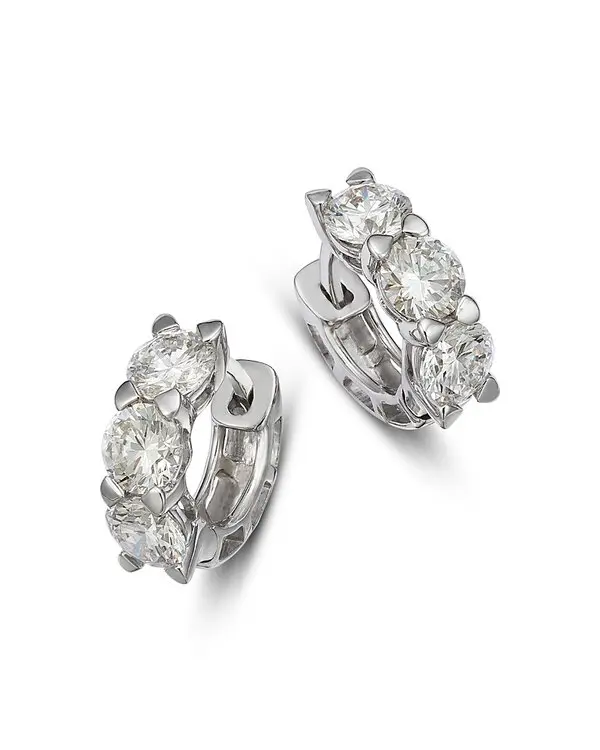 Bloomingdale'S Certified Lab Grown Diamond 18k Gold Huggie Hoop Earrings - White