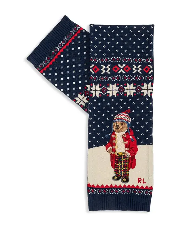 Ralph Lauren Holiday Bear Wool & Cashmere Scarf