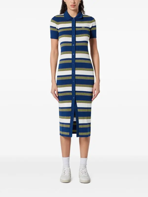 Lacoste Striped Knitted Midi Dress