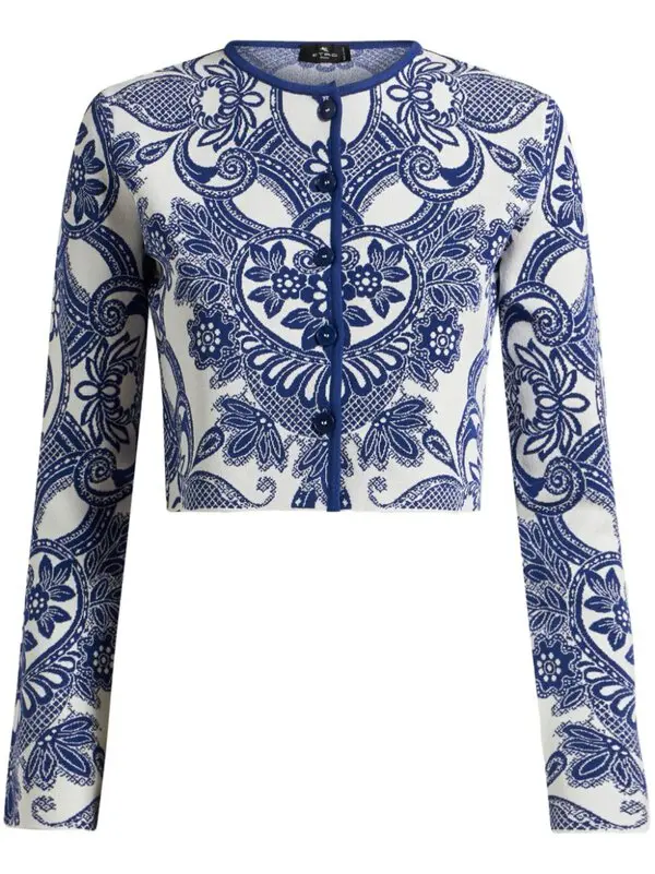 Etro Paisley-intarsia Cardigan - Blue