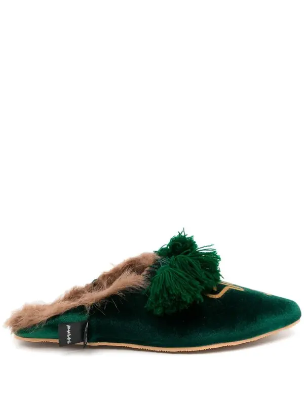 MIDORIKAWA Pointed-toe Slippers - Green