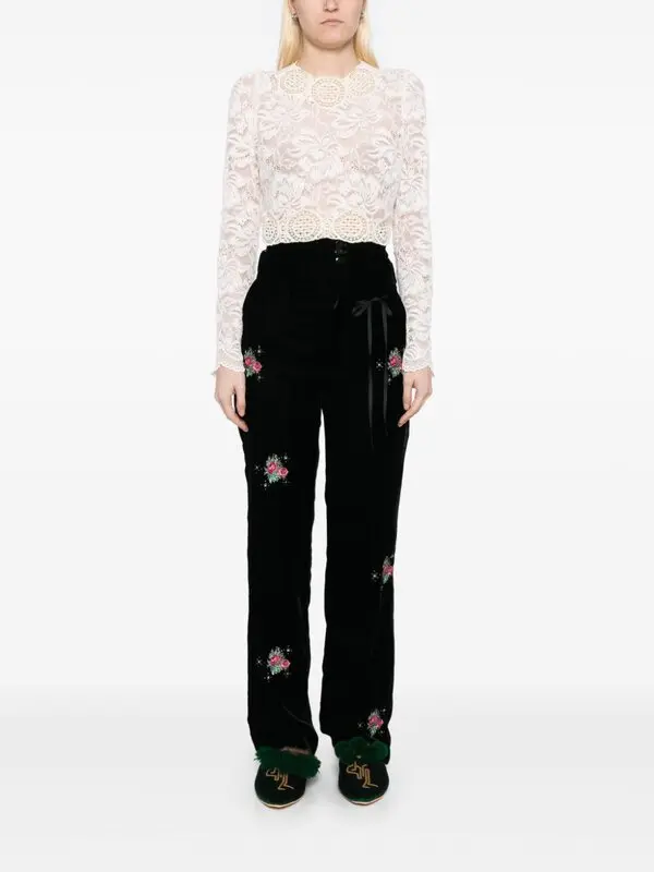 MIDORIKAWA Embroidered Floral Trousers