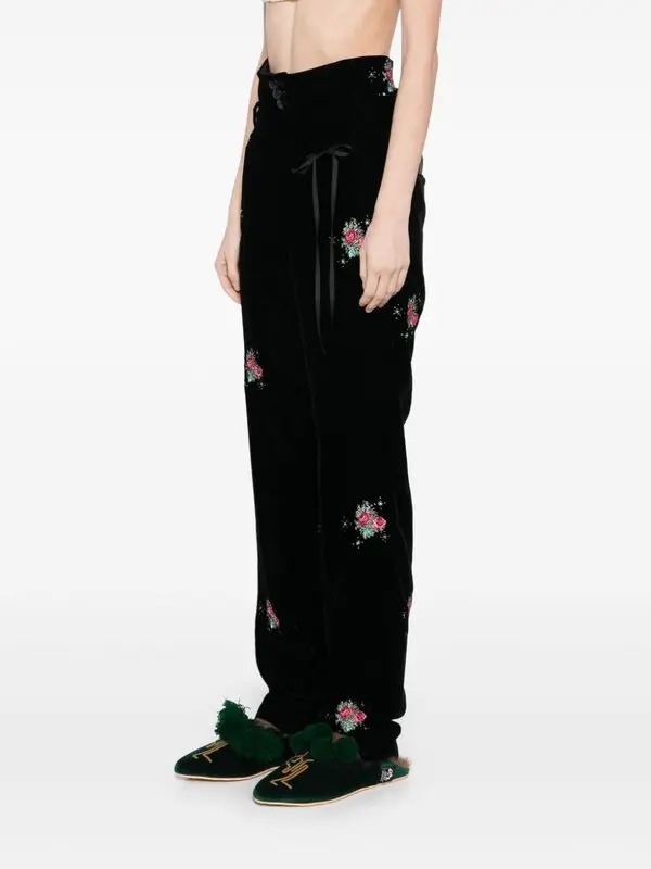 MIDORIKAWA Embroidered Floral Trousers