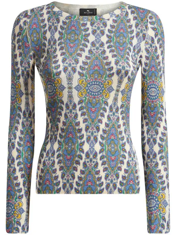 Etro Paisley-print Fine-knit Sweater
