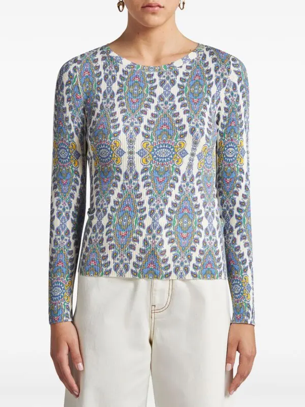Etro Paisley-print Fine-knit Sweater