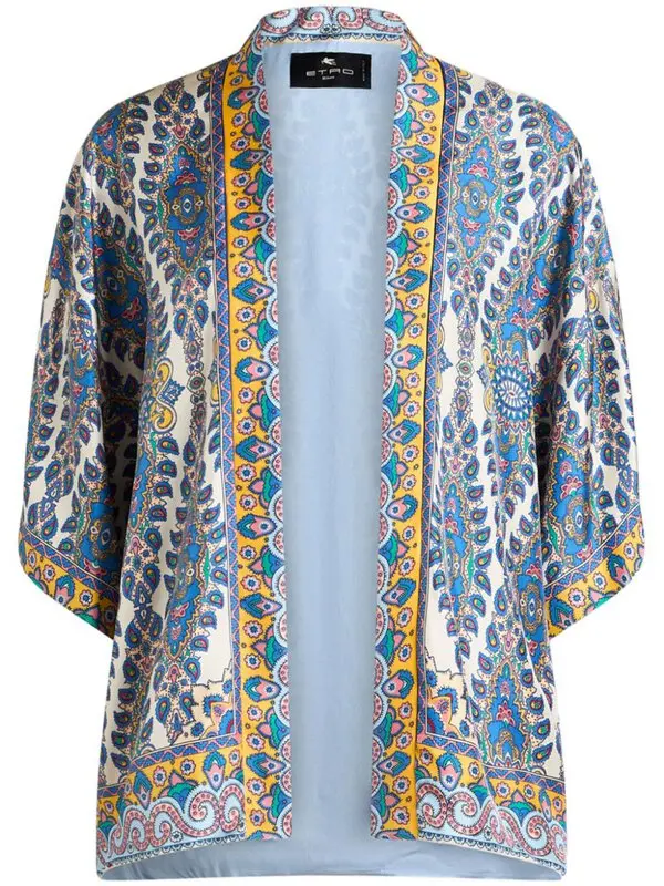 Etro Paisley-print Silk Robe Jacket - White